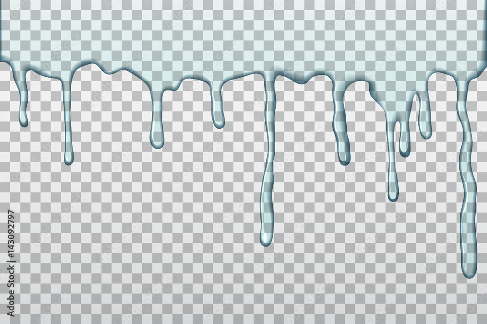 Vecteur Stock Dripping water on transparent background. Realistic rain ...