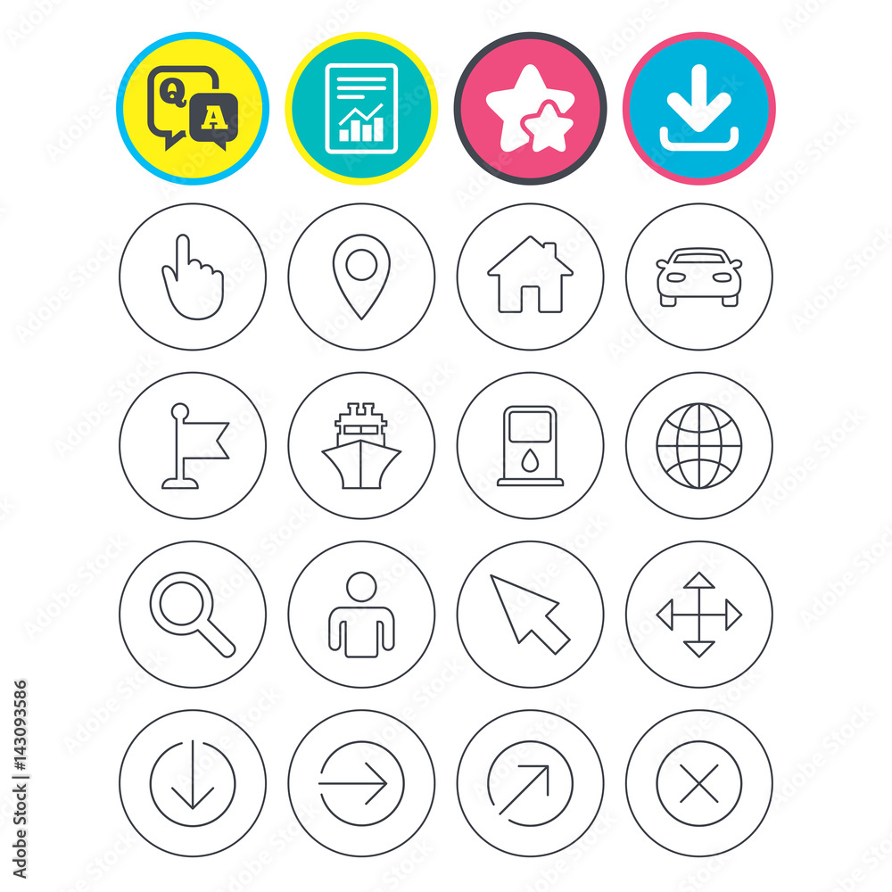 GPS navigation icons. Car and Ship transport. Stock Vector | Adobe Stock