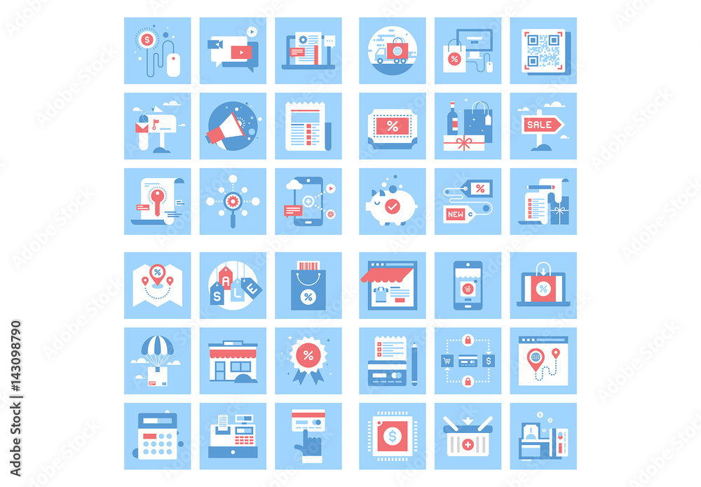 36 Square Blue and Red Icons Stock Template | Adobe Stock