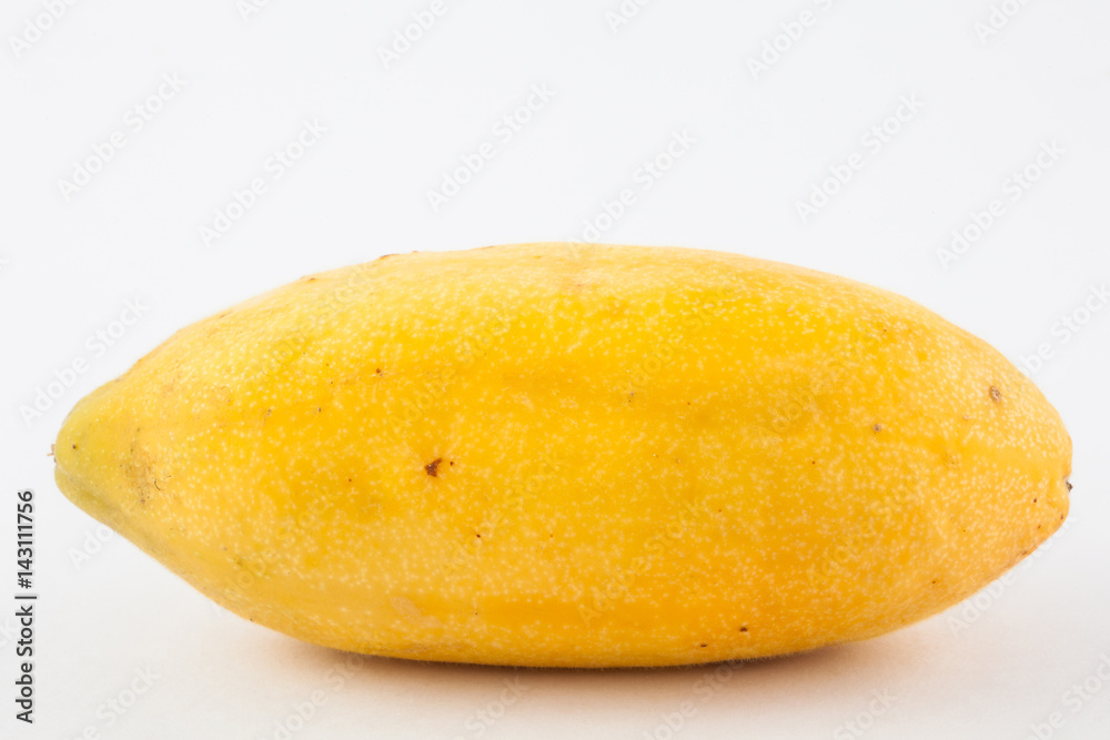 Exotic tropical fruit called curuba (Passiflora tripartita) on white ...