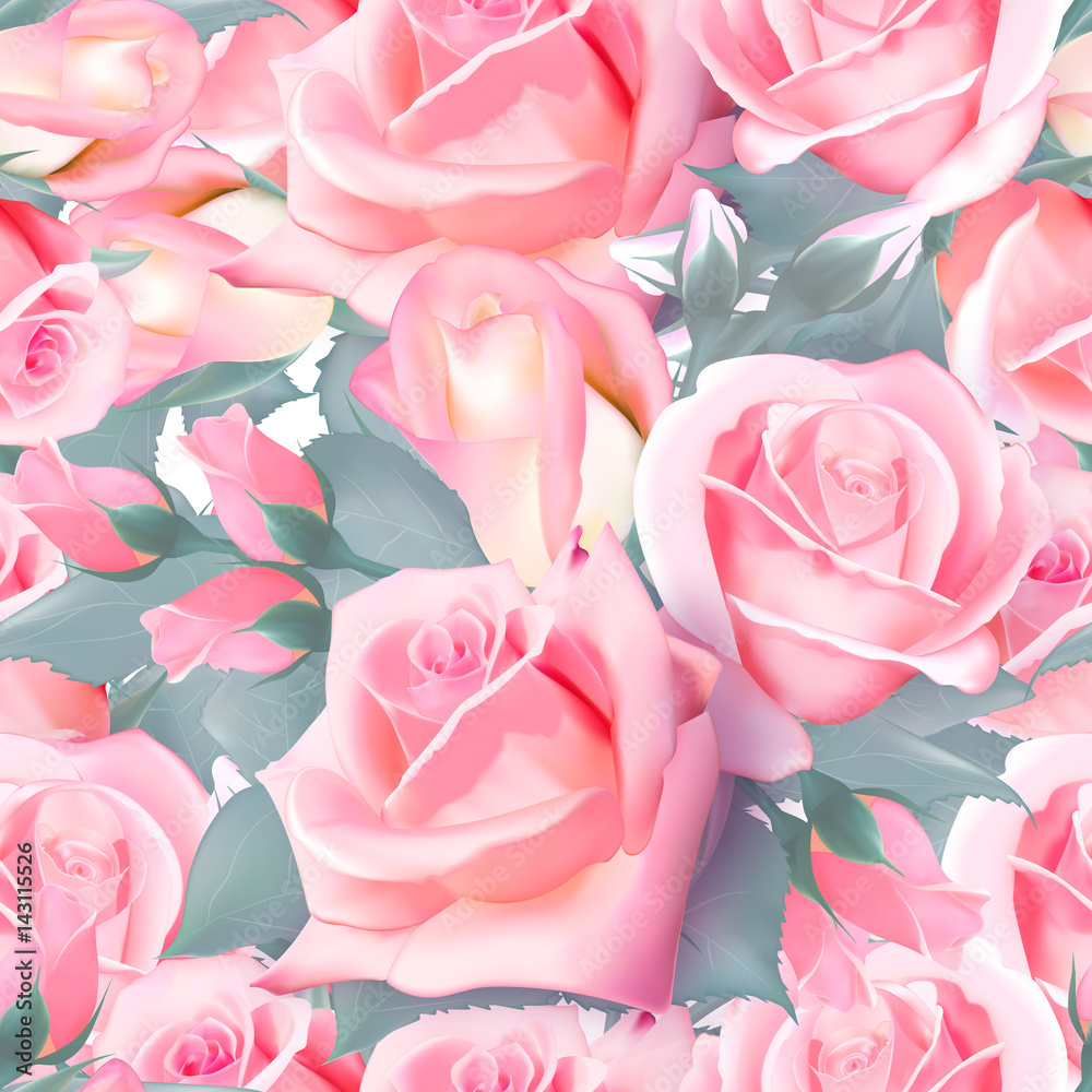 Roses wallpaper seamless pattern Stock Vector | Adobe Stock