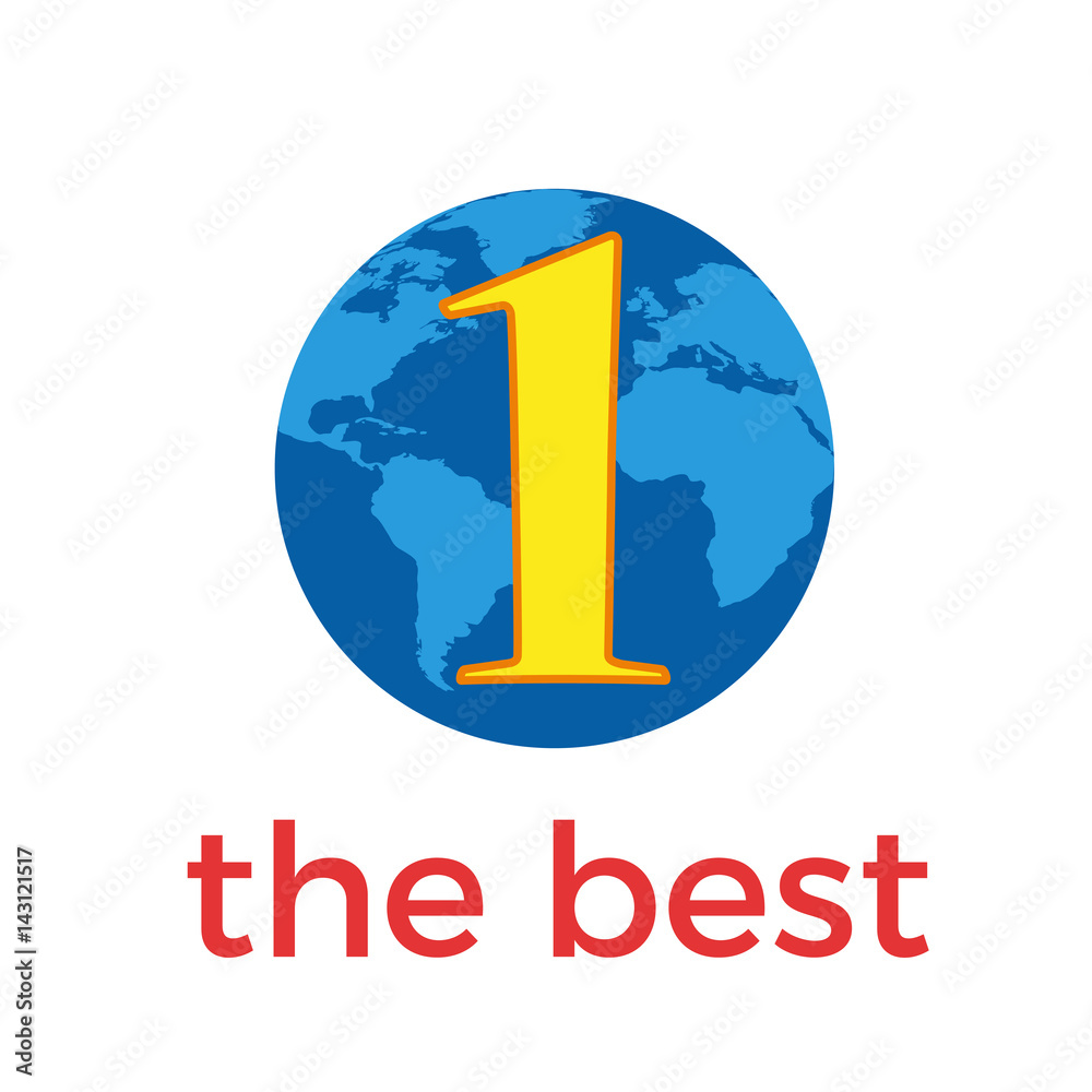 Vector sign number one and globe. Concept of the best in the world ...