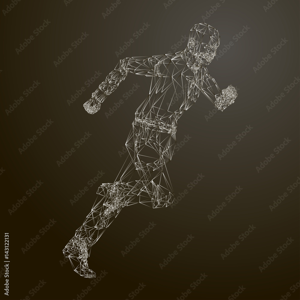 3d Grid running man model. Vector Illustration. Stock Vector | Adobe Stock