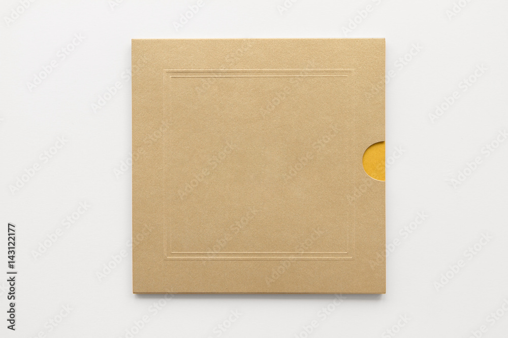 Blank square greeting card or invitation from gold design paper or ...