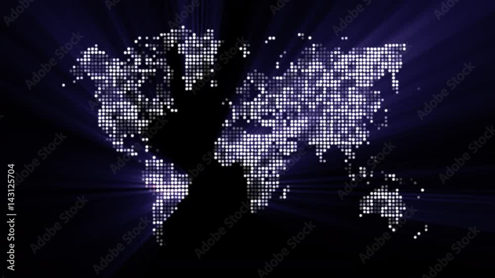 Loopable: Digital World Map / Technology Abstract. Futuristic blue ...