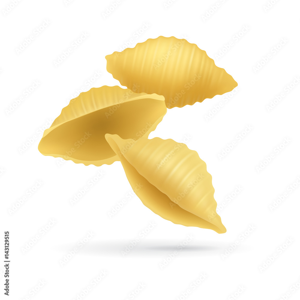 Conchiglie colorful pasta. Icon of italian traditional pasta. Flour ...