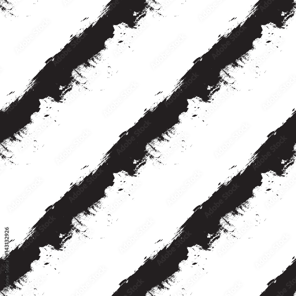 Abstract vector seamless pattern of grunge black ink diagonal stripes ...