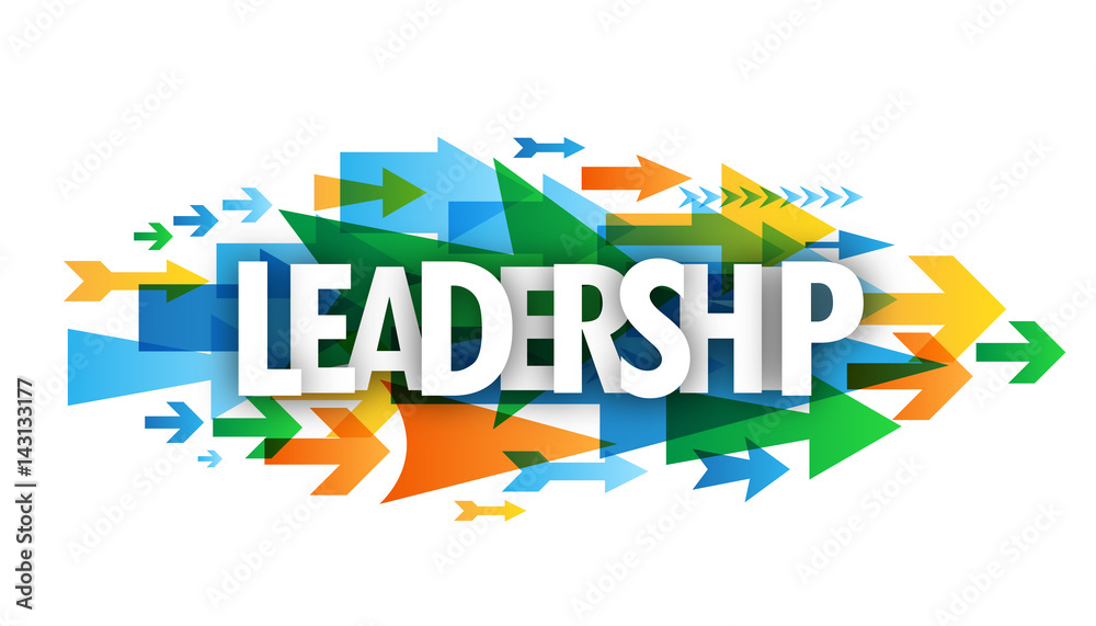 "LEADERSHIP" overlapping vector letters icon with arrows background ...