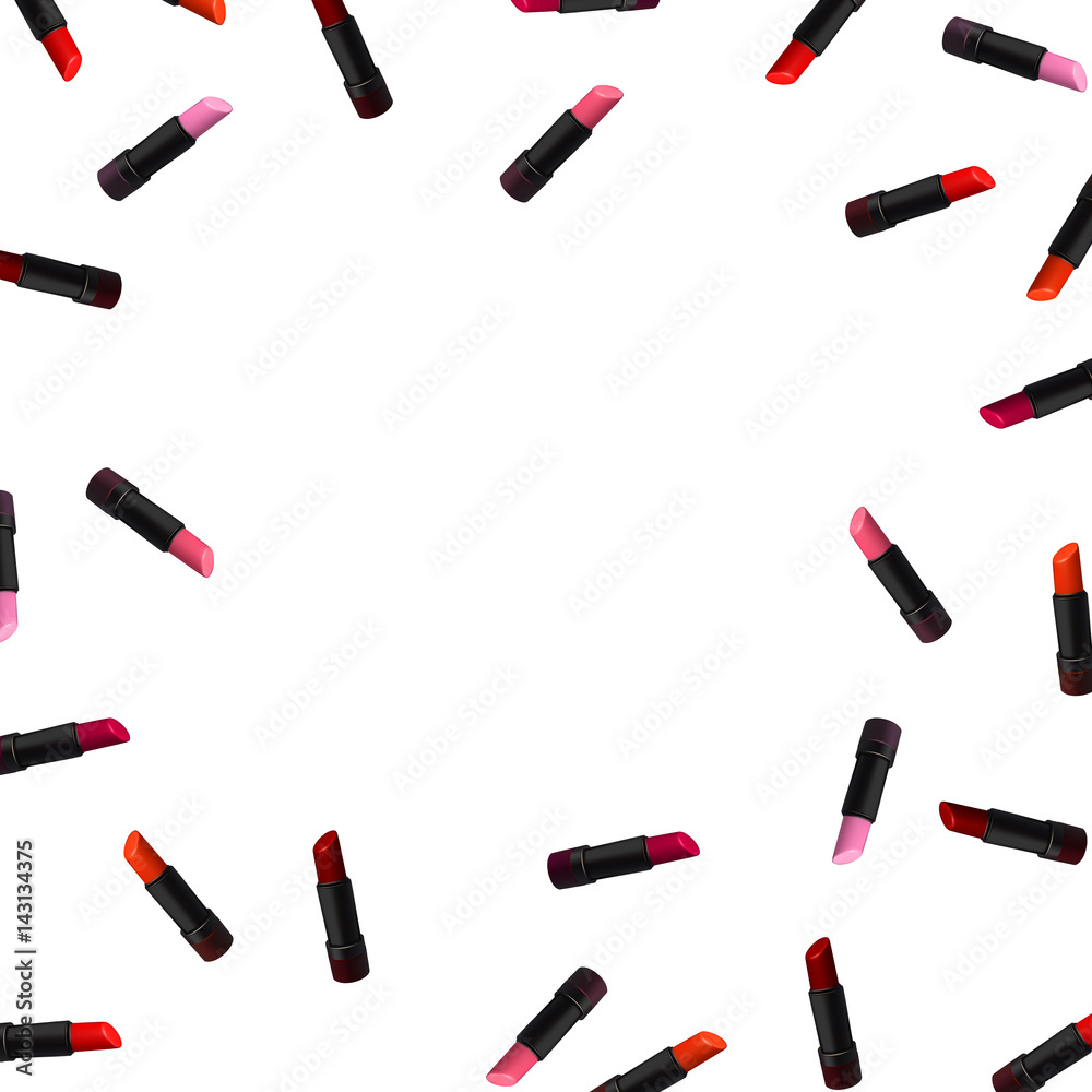 Vector lipstick border on white background. Beauty illustration Stock ...