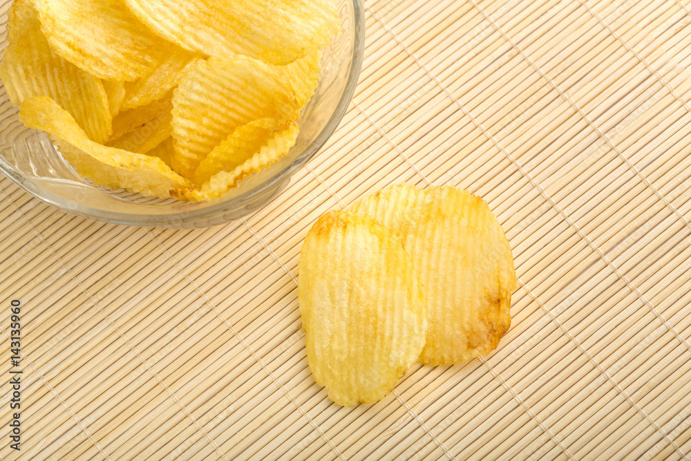 Crispy potato chips. Fast Food. Potatoes. Fatty unhealthy foods ...