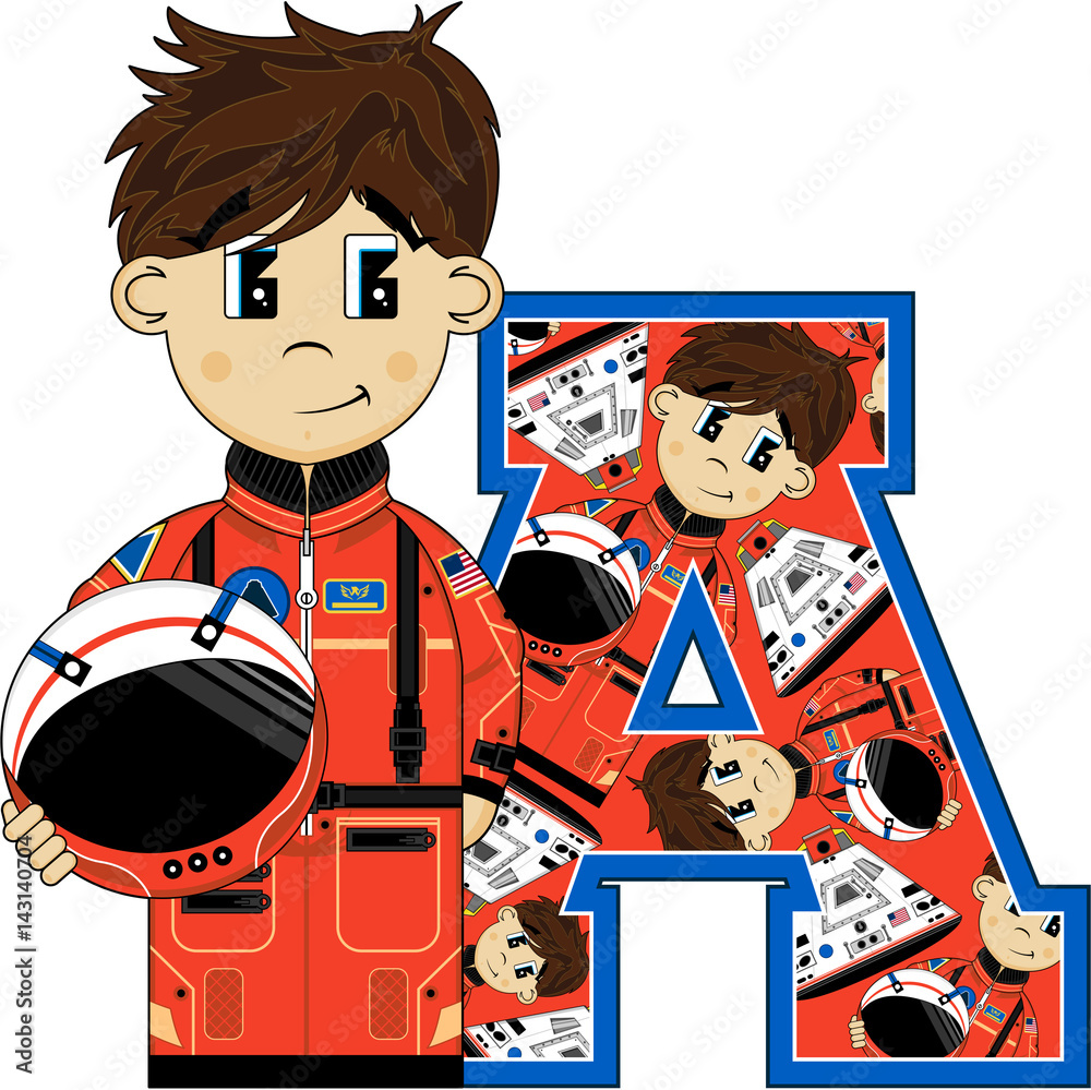 A is for Astronaut Alphabet Learning Illustration Stock Vector | Adobe ...
