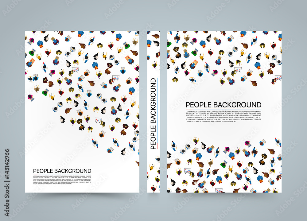 People background banner, View from above Office workers blank book, A4 ...