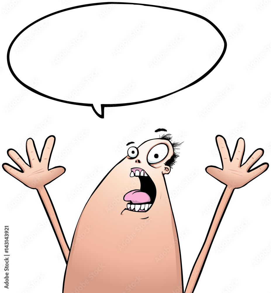 Screaming shouting man with speech bubble cartoon character ...