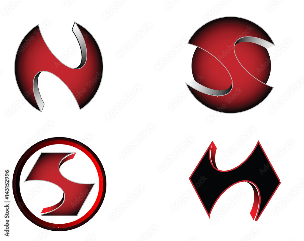 Vector 3D logotype icons, video gaming logo inspired symbol set Stock ...