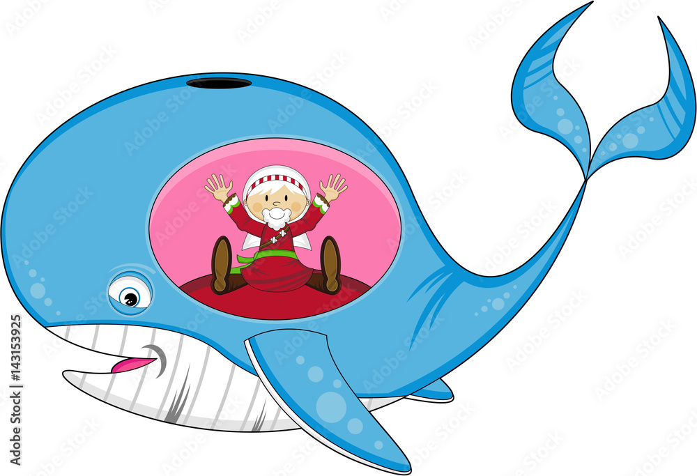 Cartoon Jonah and the Whale Bible Illustration Stock Vector | Adobe Stock