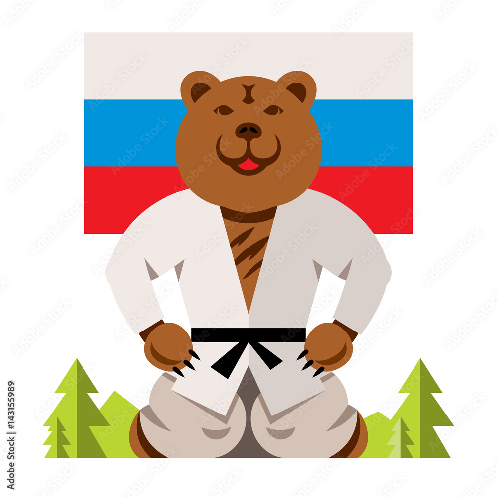 Vector Russian Bear Humor Concept. Flat style colorful Comic Cartoon ...