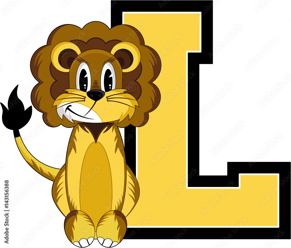 L is for Lion Alphabet Learning Illustration Stock Vector | Adobe Stock