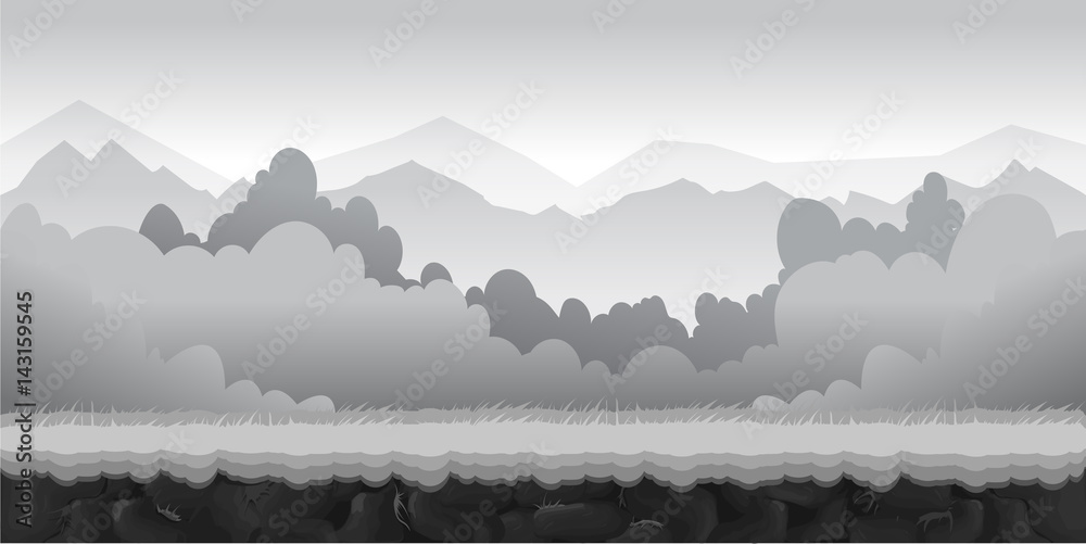 Landscape for game.Background for game. Black and white background ...
