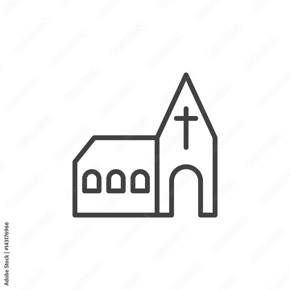 Church line icon, outline vector sign, linear style pictogram isolated ...
