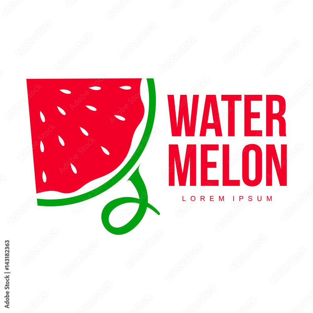Logo template with side view of stylized triangular watermelon slice ...