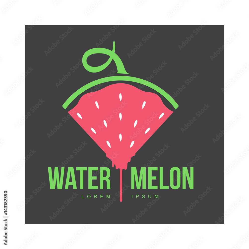 Logo template with side view of stylized triangular watermelon slice ...