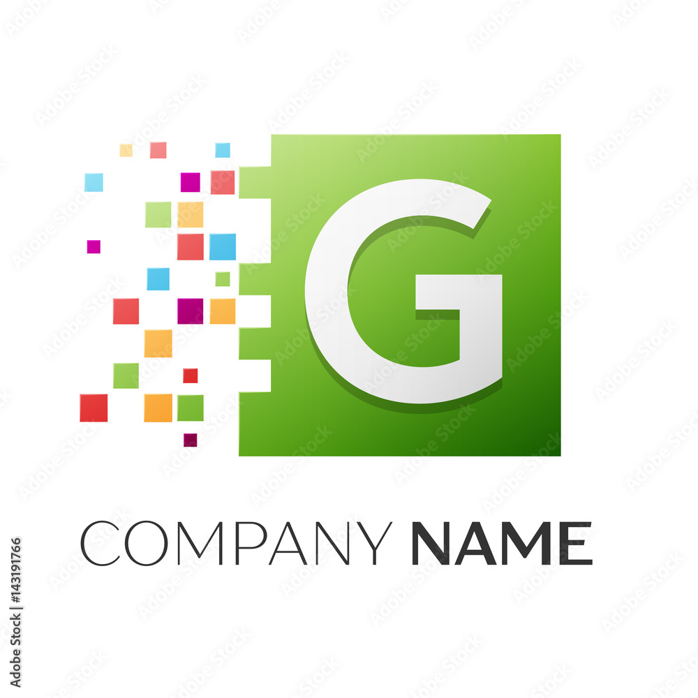 Letter G vector logo symbol in the colorful square with shattered ...