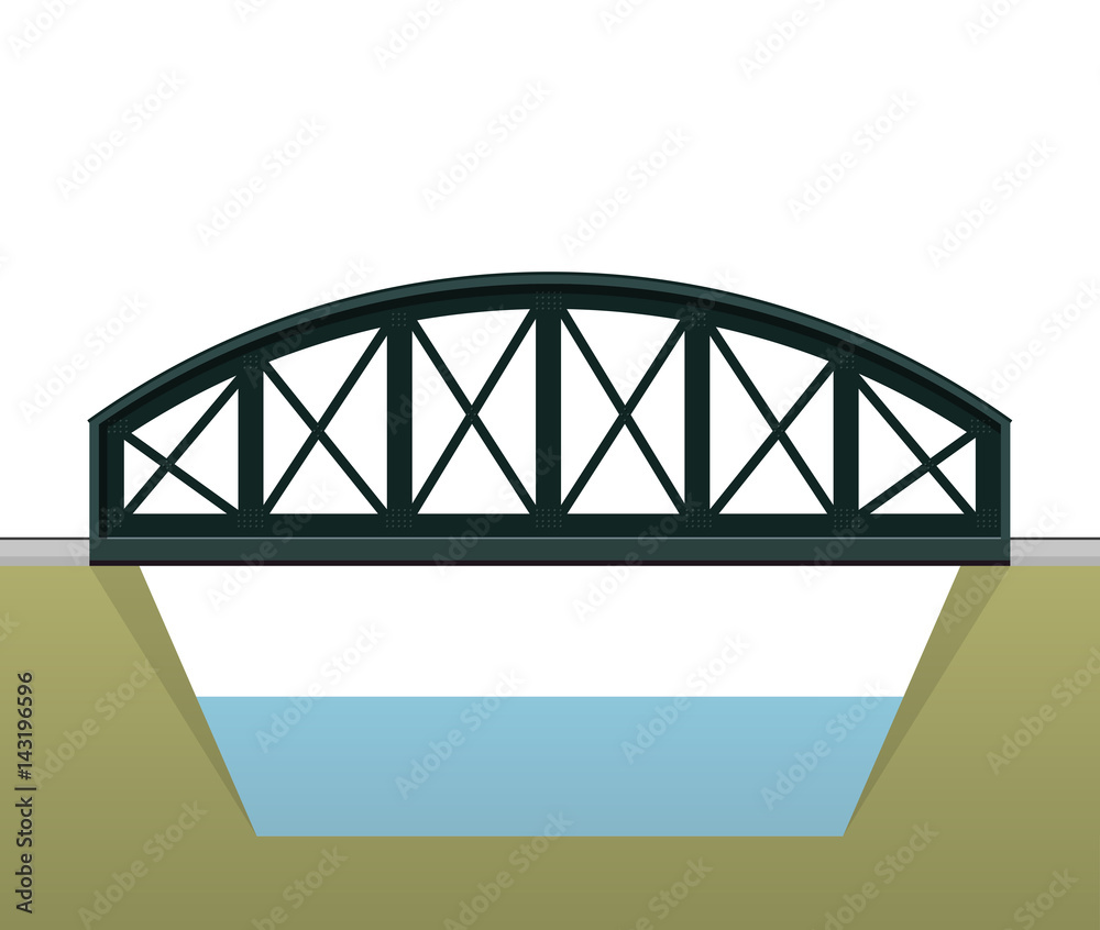 Vector arched train bridge in side view and isolated on white ...