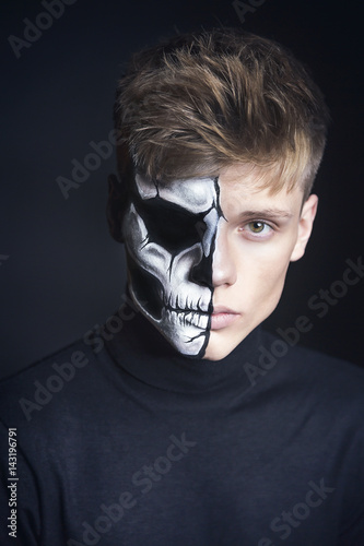Half Skeleton Face Makeup Male