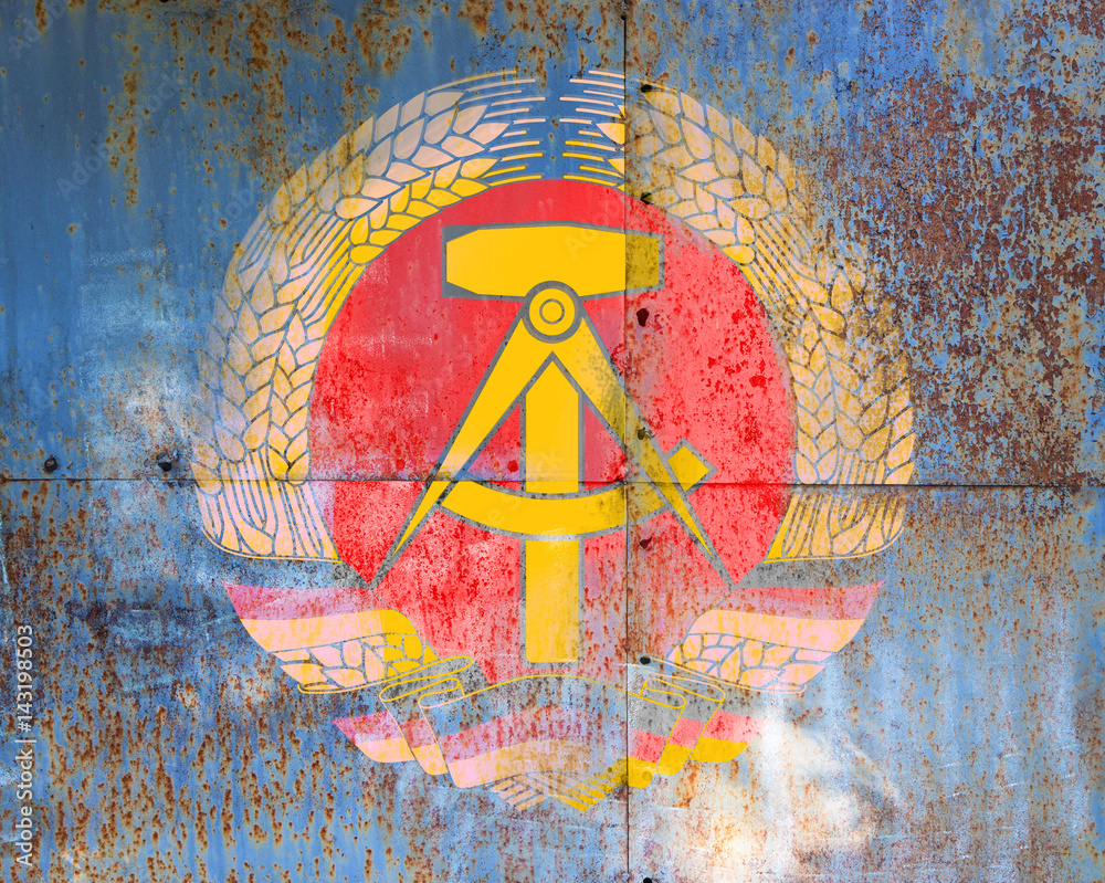 Flag DDR on the metal rusty surface Stock Photo | Adobe Stock