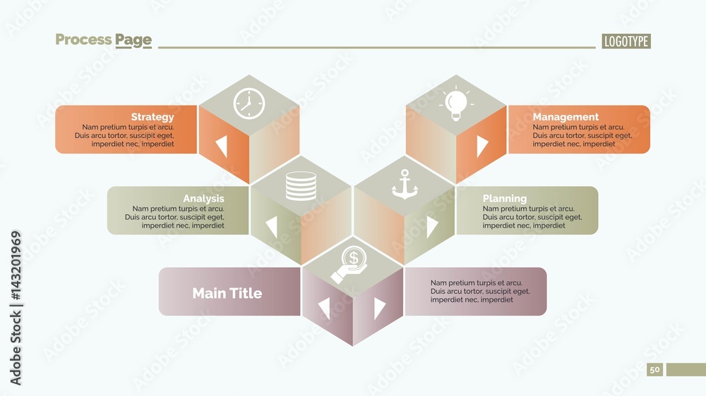 Five Cubes Slide Template Stock Vector | Adobe Stock