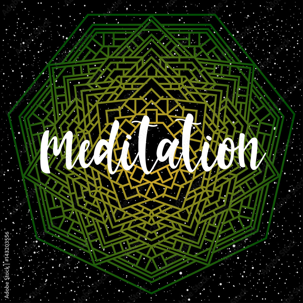 Handwritten lettering on black. Doodle handmade meditation quote Stock ...