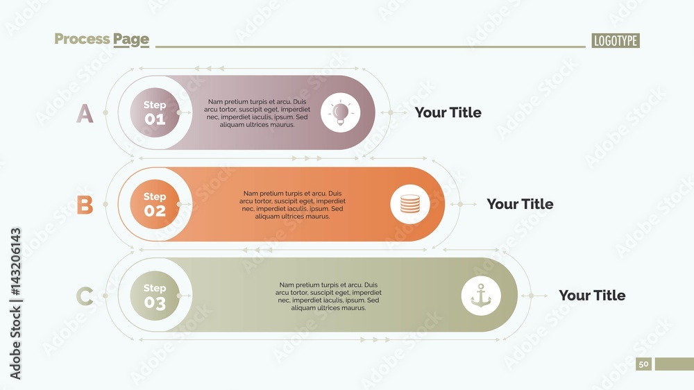 Three Points List Slide Template Stock Vector | Adobe Stock