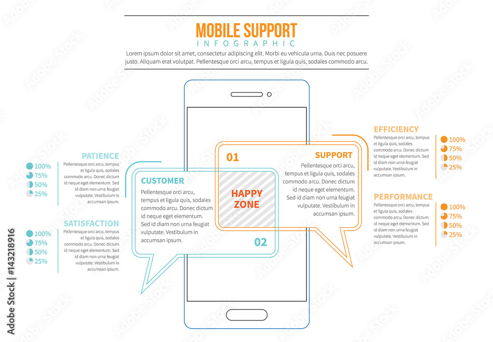 Line Art Smartphone Infographic 4 Stock Template | Adobe Stock