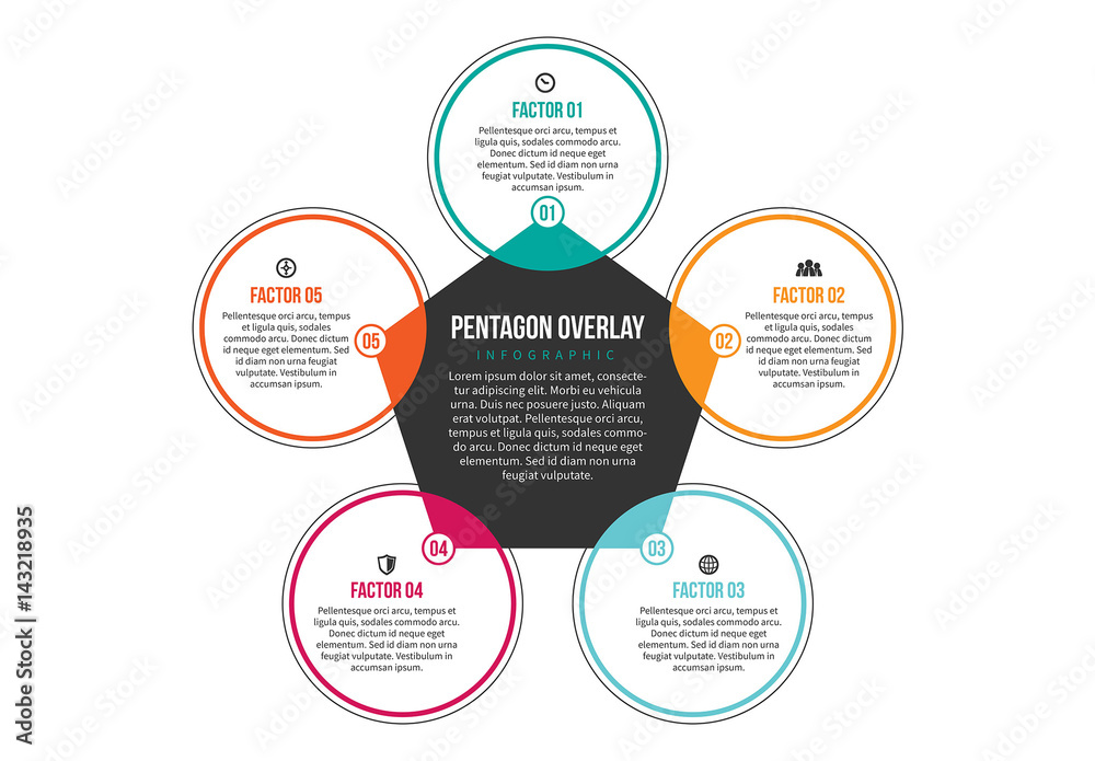 Linked Circle Cluster Infographic 4 Stock Template | Adobe Stock