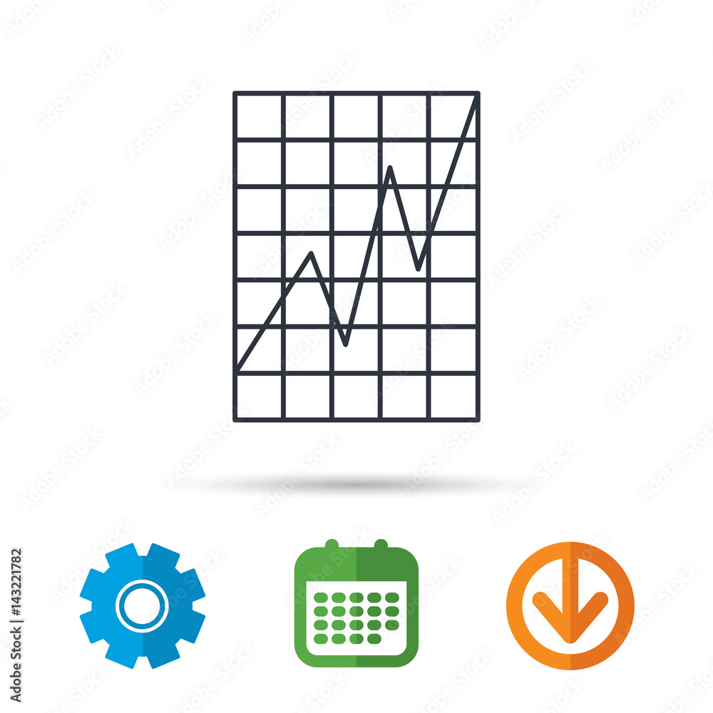 Chart curve icon. Graph diagram sign. Demand growth symbol. Calendar ...