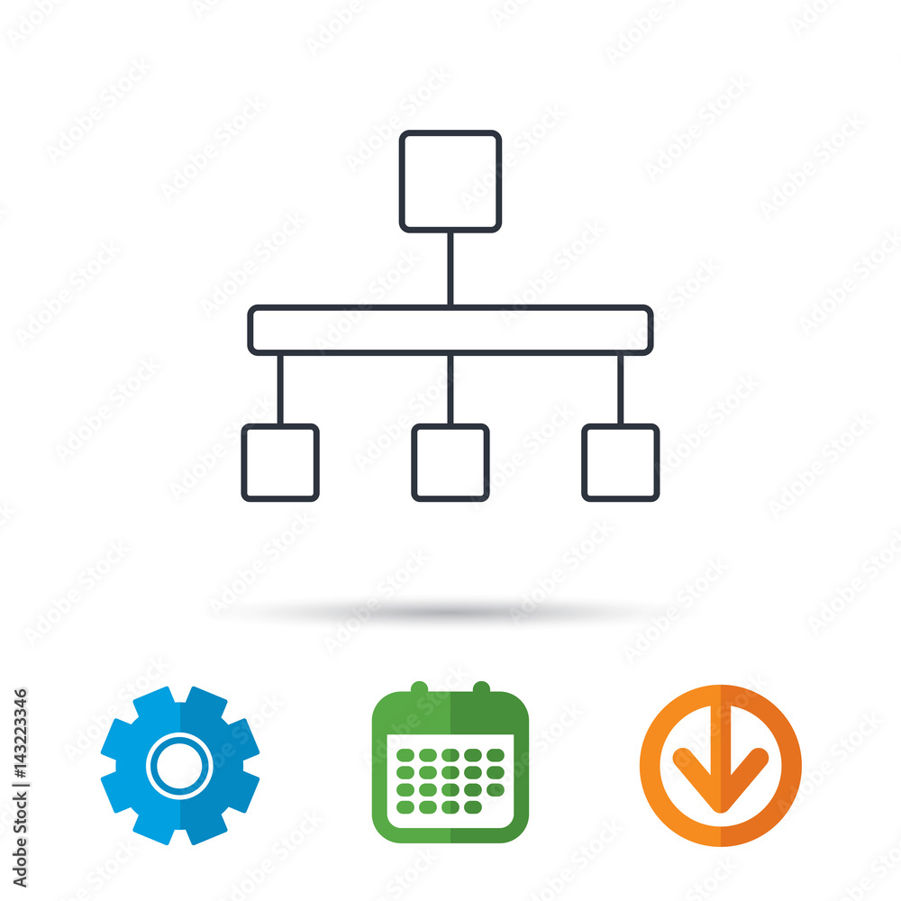 Hierarchy icon. Organization chart sign. Database symbol. Calendar ...