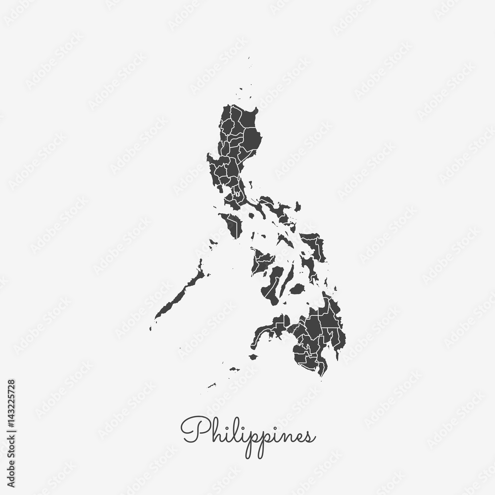 Philippines region map: grey outline on white background. Detailed map ...