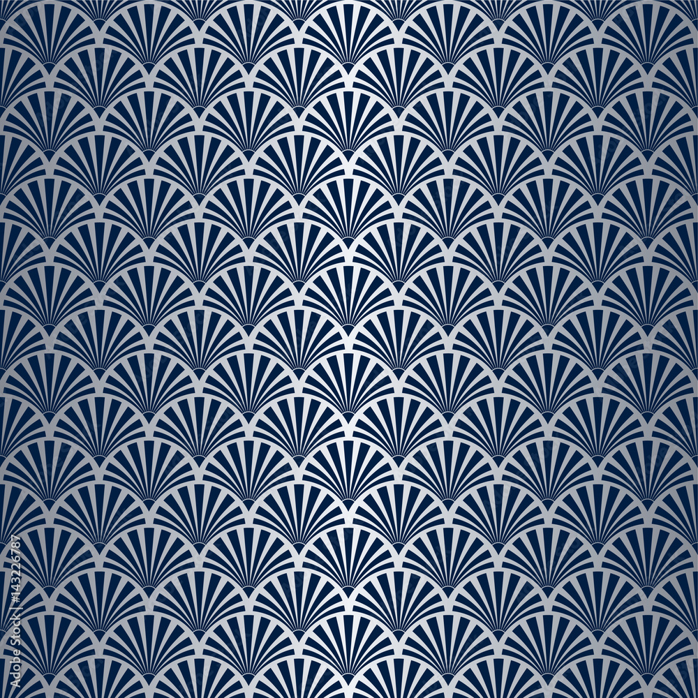 Seamless Art Deco Shell Pattern with Silver Gradient Stock Vector ...