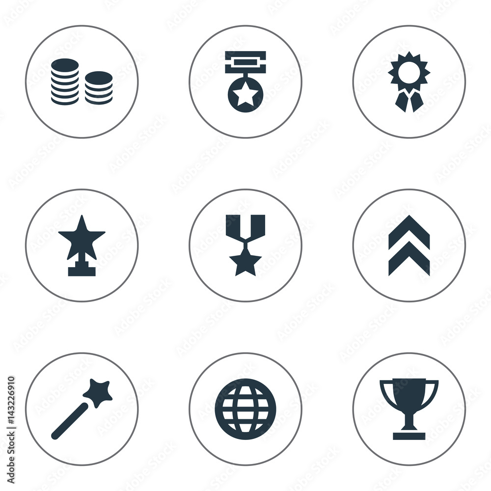 Vector Illustration Set Of Simple Trophy Icons. Elements Trophy, World ...