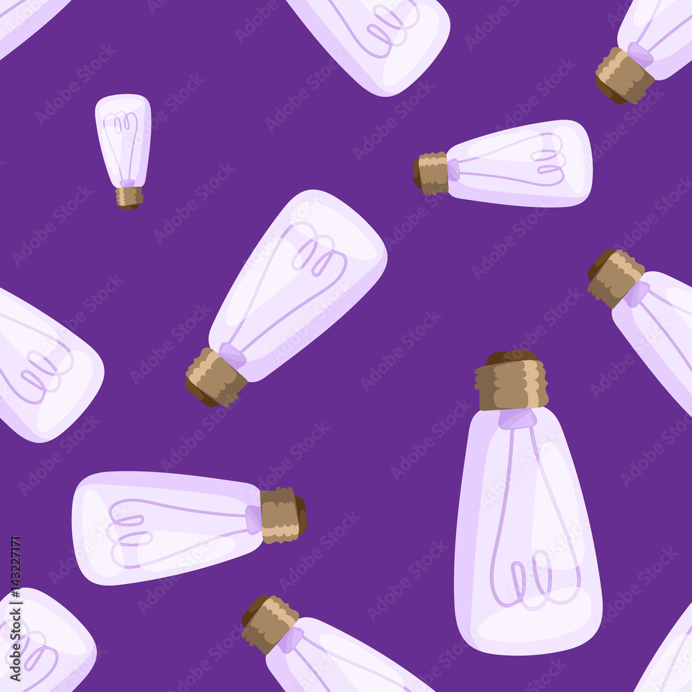 Cartoon lamps light bulb seamless pattern background design vector ...