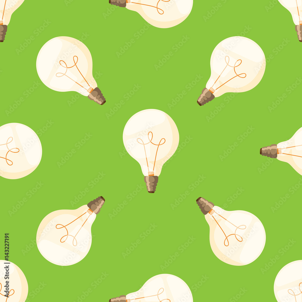 Cartoon lamps light bulb seamless pattern background design vector ...