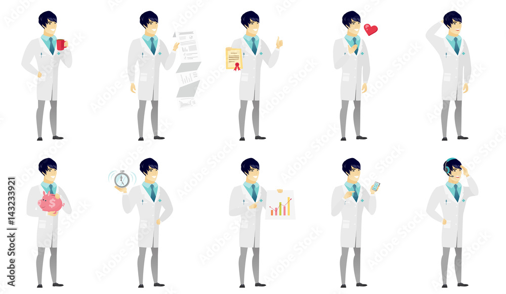 Vector set of illustrations with doctor characters Stock Vector | Adobe ...