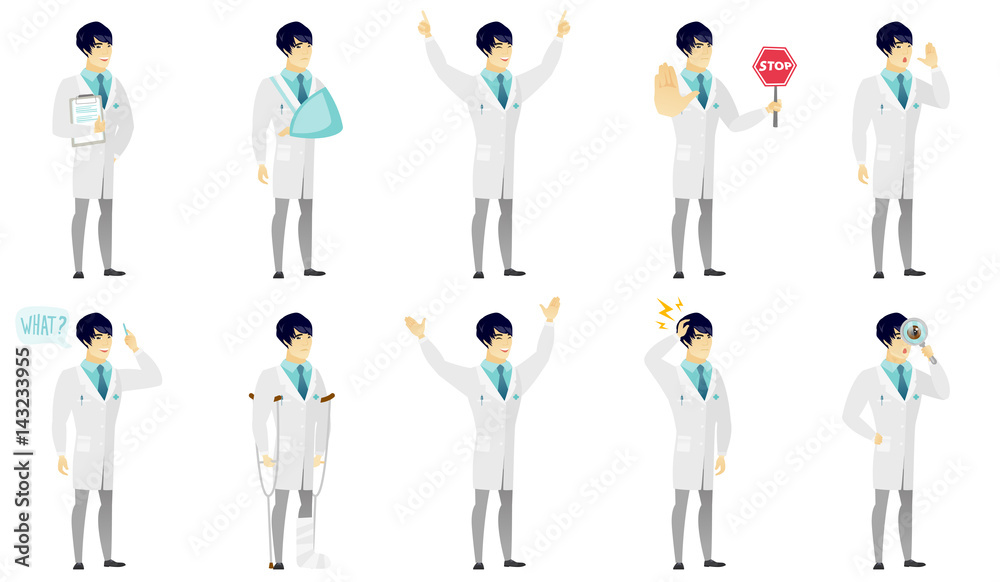 Vector set of illustrations with doctor characters Stock Vector | Adobe ...