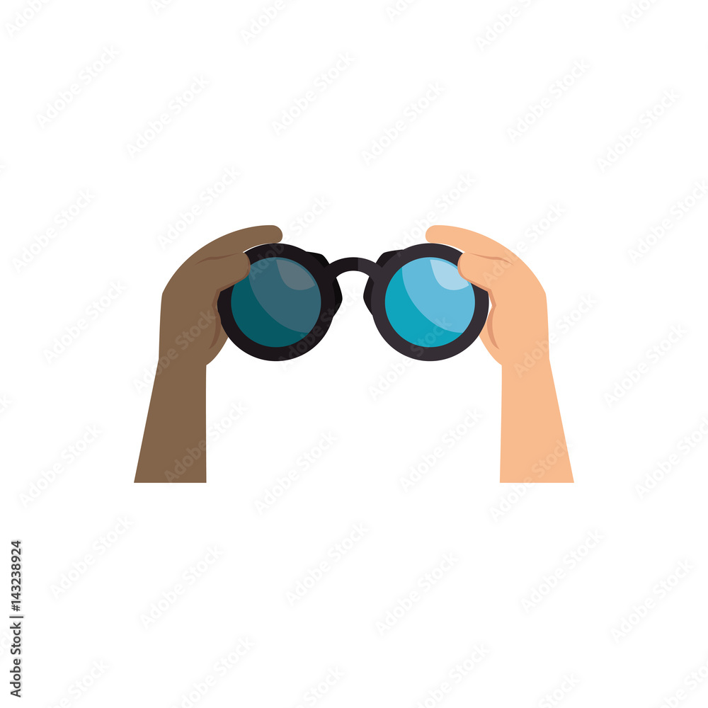 hands human with binoculars view isolated icon vector illustration ...