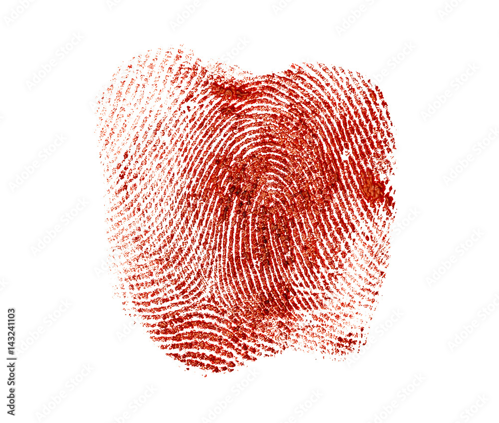 Bloody fingerprint on a white background Stock Photo | Adobe Stock