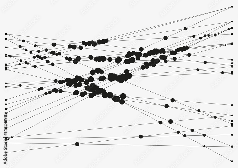 Group of intersecting lines with circles on crossings. Complex ...