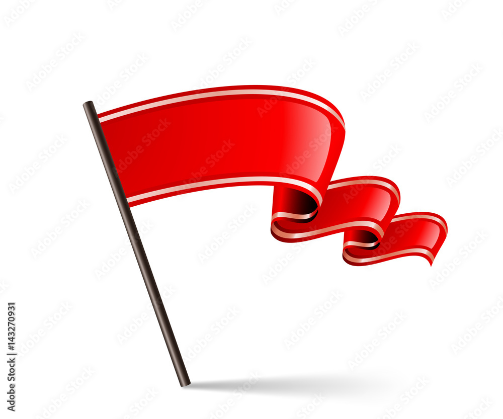 Red waving flag icon. Vector illustration. Stock Vector | Adobe Stock