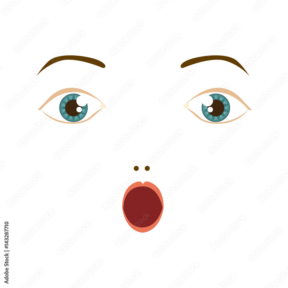 face woman surprised expression, vector illustration design Stock ...