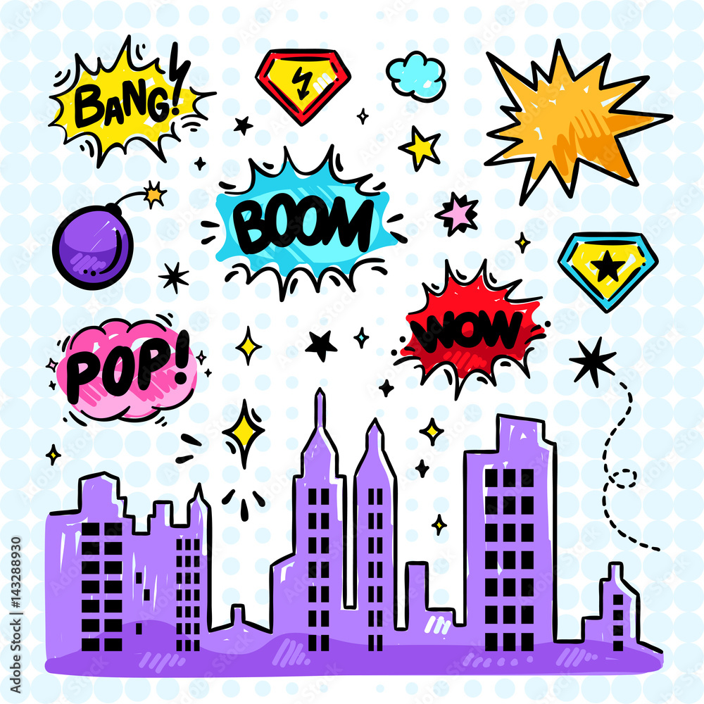 Superhero Cityscape Clipart