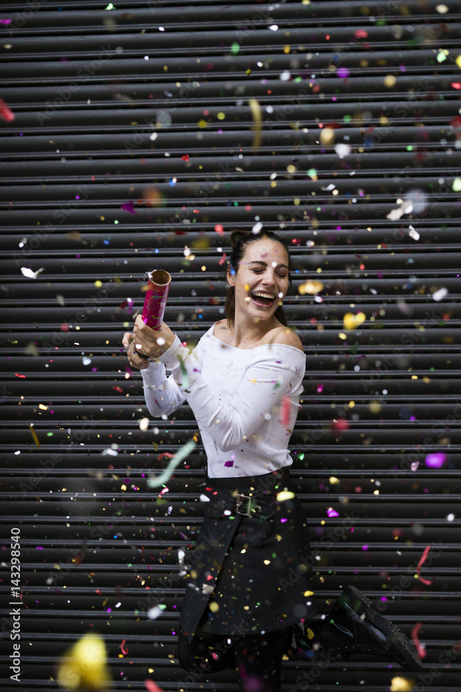 Woman Throwing Confetti